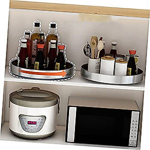 HAKIDZEL 1pc Box Carousel Seasoning Organizer Fridge Rotating Tray Pantry can Organizer Rotating Rack Cosmetic containers Rotatable Spice Tray Stainless Steel Turntable to Rotate Tableware