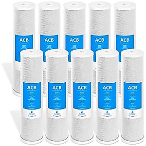 Express Water – 10 Pack Water Filter Activated Carbon Block Replacement Filter – ACB Large Capacity Water Filter – Whole House Filtration – 5 Micron Water Filter – 4.5” x 20” inch