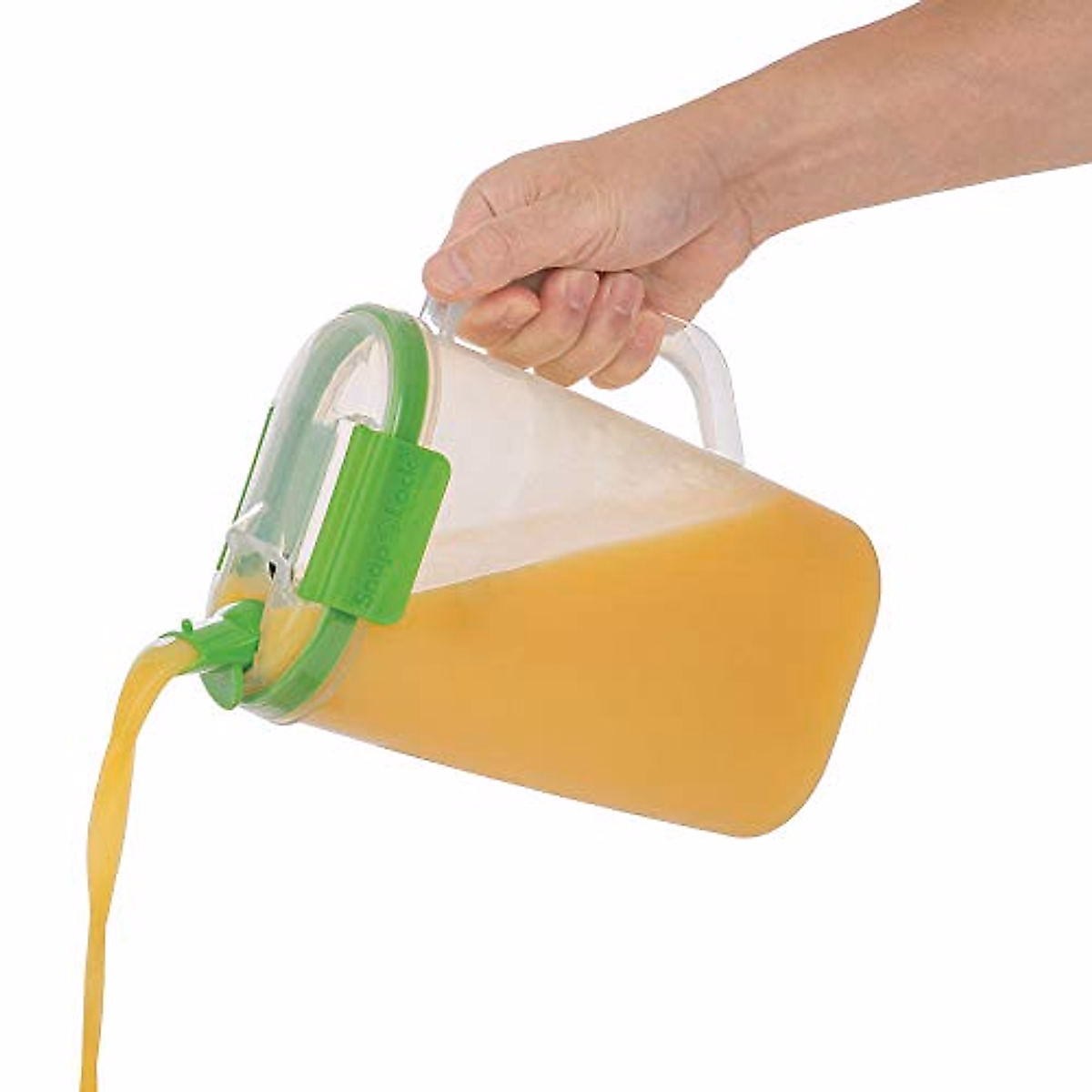 SnapLock by Progressive Juice Pitchers 2.0 Liter Container - Green, Easy-To-Open, Leak-Proof Silicone Seal, Snap-Off Lid, Stackable, BPA FREE