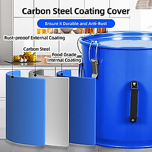 PioneerWorks Fryer Grease Bucket, 8 Gal Fryer Oil Bucket with Lid, Oil Disposal Caddy, Coated Carbon Steel Oil Filter Pot with Rust-Proof Coating, Oil Transport Container with Lock Clips, Filter Bag