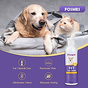 OUYOFI Ear Cleaner for Dogs & Cats, Pet Ear Cleaning Solution to Help Reduce Ear Dirt Buildup and Relieve Ear Odor,Gentle Ear Cleaning Solution,4 Fl oz