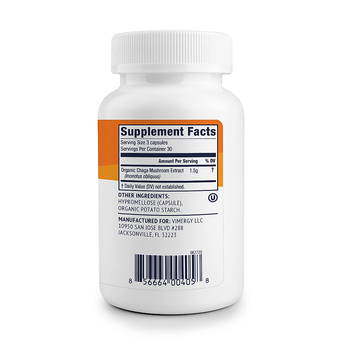 Vimergy Chaga Mushroom Capsules, 30 Servings – Real Mushroom Herbal Supplement for Cardiovascular Support - Kosher, Non-GMO, Gluten-Free, Vegan, Paleo - 100% Pure Chaga with Zero Fillers (90 Count)