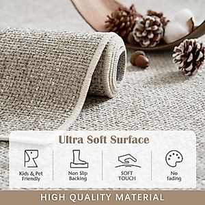 jinchan Modern Area Rug 2x3 Washable Rug Indoor Entryway Doormat Grid Accent Rug Kitchen Rug Geometric Contemporary Rug Non Slip Carpet Soft Rug for Living Room Bedroom Bathroom Home Office Taupe