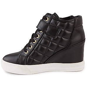 Juicy Couture Womens Wedge Sneakers High Top Womens Sneakers with Wedge, Wedgies Sneakers for Women-Journey 6.5 Black