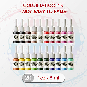 Wormhole Rotary Tattoo Machine Kit - 40 Cartridges, 20 Inks, Power Supply - Complete Professional Tattoo Pen Set for Beginners and Artists