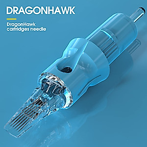 Dragonhawk Tattoo Cartridges Needles for Studio Artists, Disposable Standard Tattoo Needles Kit by Dragonhawklabs, 50Pcs Mixed Sizes 1003RL, 1005RL, 1007RL, 1009RL, 1011RL