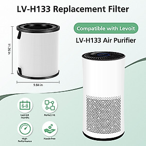 LV-H133 Replacement Filter Compatible with LEVOIT LV-H133 Air Purifier, 3-in-1 H13 True HEPA Filter, Part No. LV-H133-RF, 1 Pack