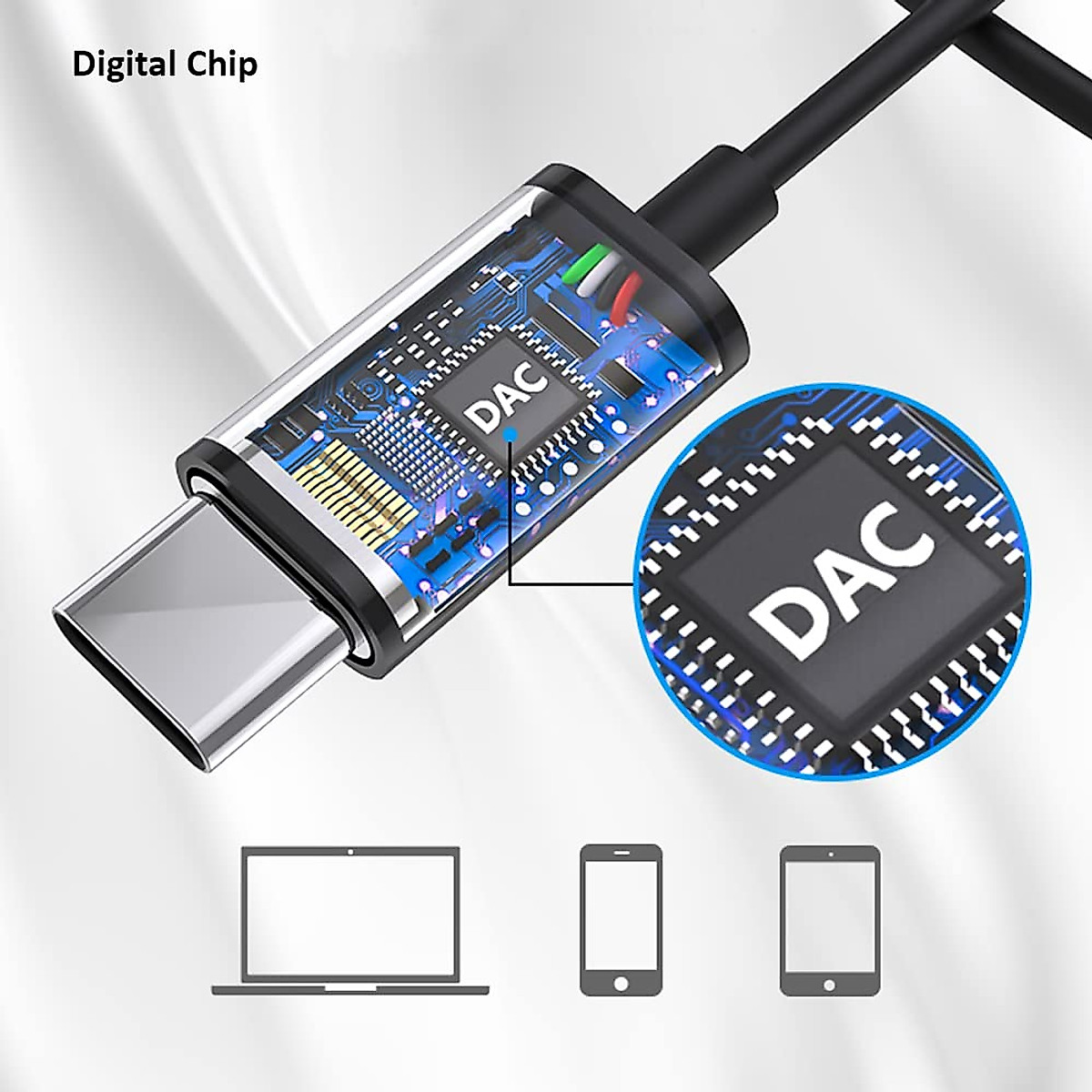 Kamon K544 USB-C Wired Earbuds, Magnetic in-Ear Earphones Headphone with Mic Tangle-Free Cord, Built-in DAC Chip, Powerful Bass & Crystal Clear Audio, for Mac, iPad Pro, Samsung Galaxy, Google (Black)