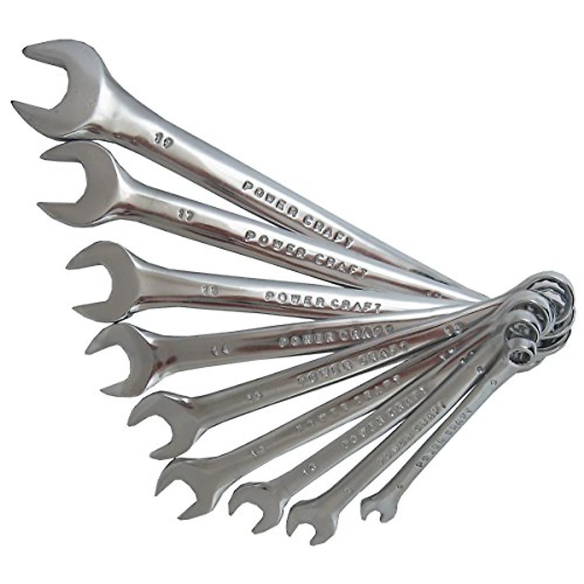 Metric Wrench Set, 9 Chrome Vanadium Combination Open End and Box End Wrenches with Organizer Storage Case