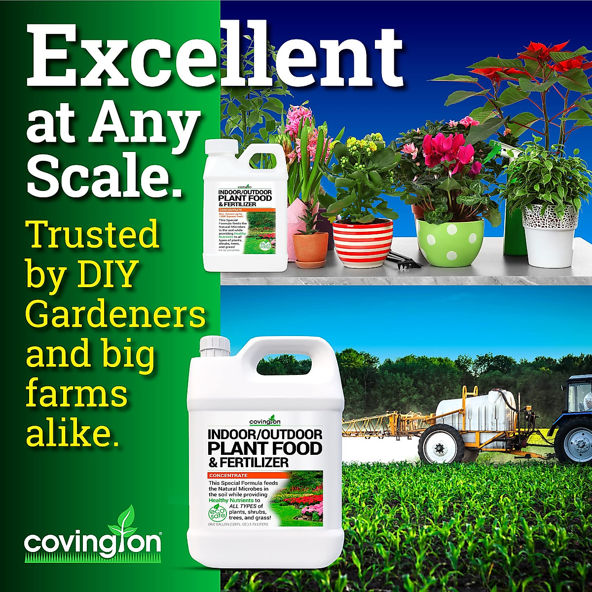 Plant Food & Fertilizer Liquid Concentrate – 8 Oz. Organic Liquid Fertilizer for Vegetables, Fruits, Flowers, and Trees – Year-Round Indoor or Outdoor Organic Plant Fertilizer by Covington Naturals