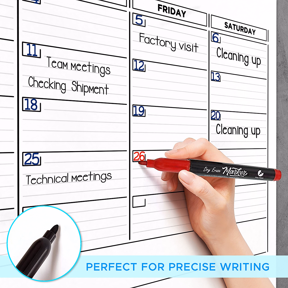 Large 36"x48" Quarterly White Board Calendar Dry Erase Calendar for Wall 3 Month Big Dry Erase Wall Calendar 2025 Monthly Dry Erase Board Planner Includes 6 Markers Eraser Push Pins & Mounting Tape