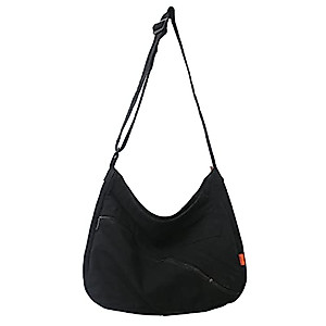 Canvas Hobo Crossbody Bag for Women, Casual Shoulder Bag, Tote Bag, Messenger Bag, Cross Body Bag for School and Work, Black