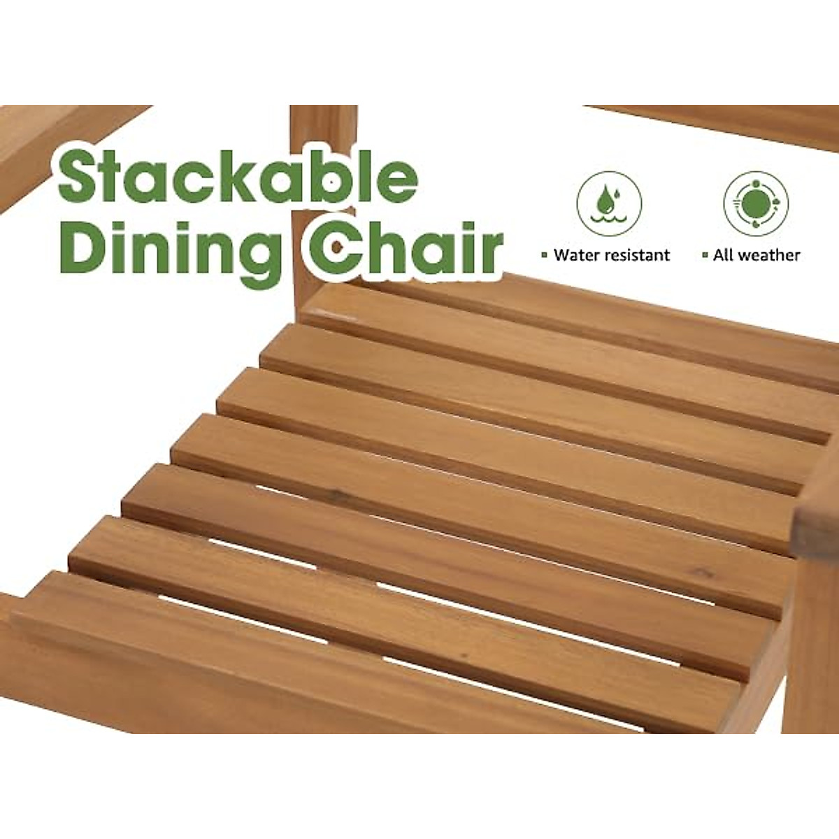 OC Orange-Casual 7 Piece Patio Dining Set, Outdoor Acacia Wood Furniture Set, Extendable Rectangular Table and 6 Stackable Chairs w/Removeable Fabric Cushion, FSC Certified, Dark Grey Cushion