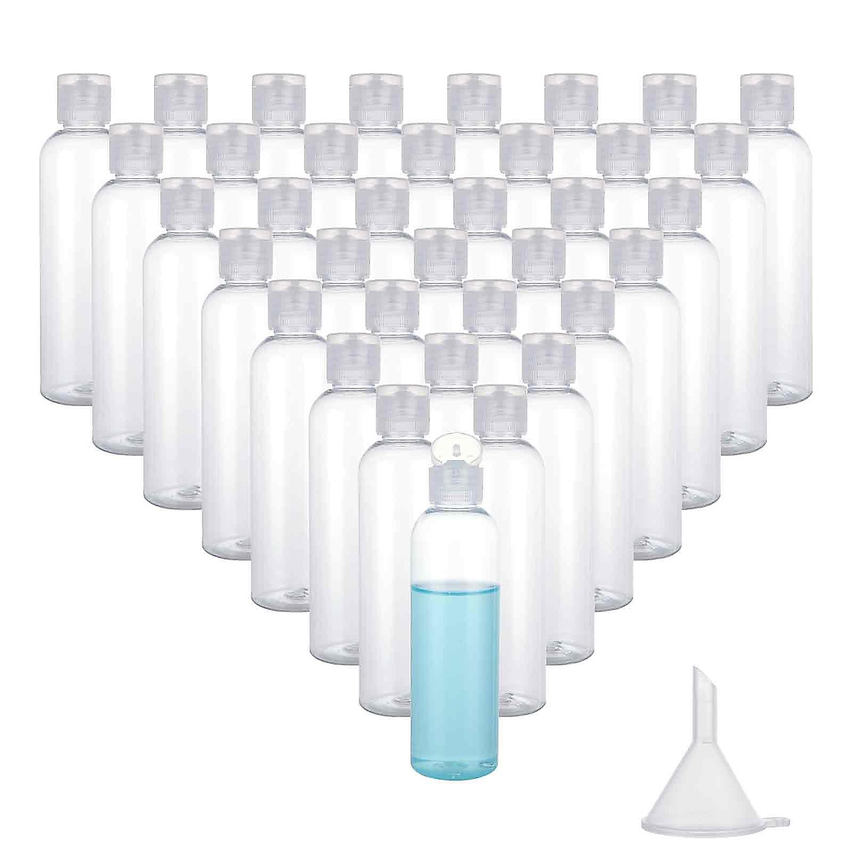 Acrux7 50 Pack 4 oz Plastic Squeeze Bottles with Flip Caps, Clear Refillable Lotion Bottles, Leak Proof Squirt Bottles, Empty Travel Squeeze Bottles for Lotions, Toiletries, Shampoo, Liquid, Creams