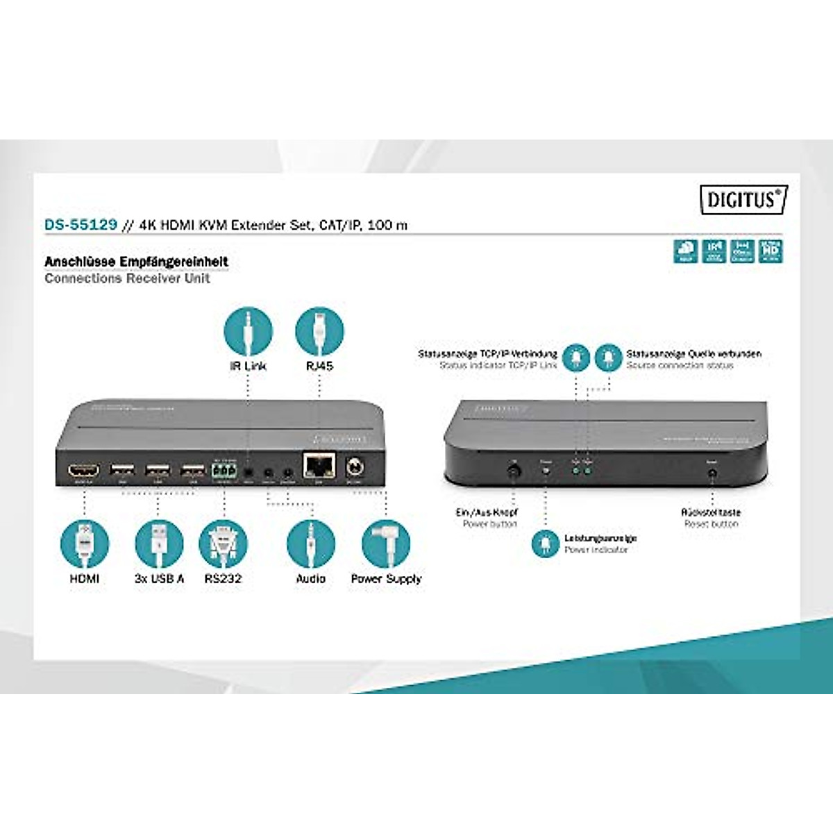 Adap Digitus HMDI KVM 4K Extender Set 100m