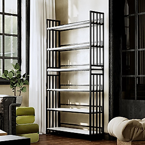 BUZUEY Bookshelf, 6 Tier Bookshelf,35.5 * 72in Tall Bookcase Shelf for CDs/Movies/Books, Home Office Bookcase Shelf Storage Organizer, Modern Book Shelf for Bedroom/Living Room/Home Office