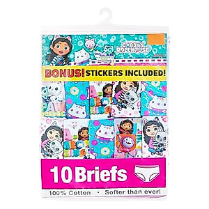 Gabby’s Dollhouse Girls’ 10-Pack 100% Combed Cotton Underwear, Sizes 2/3T, 4T, 4, 6 and 8