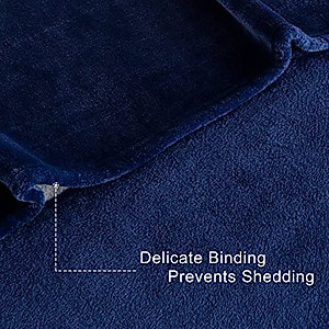 Homelike Moment Fleece Throw Blanket for Couch Navy Blue 50x60, Soft Cozy Blue White Striped Flannel Blankets for Sofa Bed Warm Lightweight (Navy Blue, 50x60 Inches)