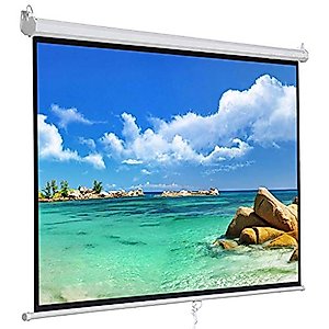 FZZDP Manual Pull Down Projector Screen 120 inch 4:3 Widescreen Retractable Auto-Locking Portable Projection Screen