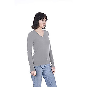 Cashmeren Women’s Basic V-Neck Sweater 100% Pure Cashmere Long Sleeve Classic Pullover (Pale Charcoal, XX-Large)