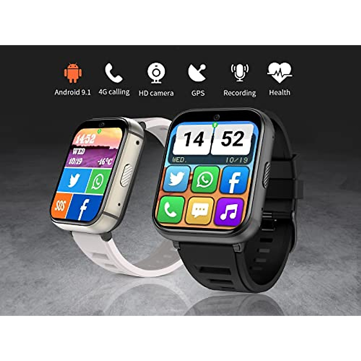 WATCHSDV 4G Cellular Smart Watch Android LTE Smartwatch 4GB+64GB 4G LTE Smart Watch 1080mAh Smartwatch 2.08 inch Large Screen Men Watch with 5.0MP Camera Bluetooth GPS Tracker SOS Button