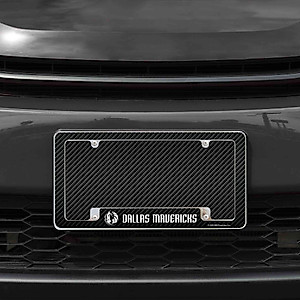 Rico Industries NBA Dallas Mavericks Carbon Fiber 12" x 6" Chrome All Over Automotive License Plate Frame for Car/Truck/SUV