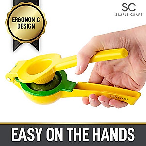 Simple Craft 2-In-1 Lemon Squeezer - Easy To Use Manual Juicer Hand Press - Lemon Juicer & Lime Squeezer Extracts Juices in Seconds