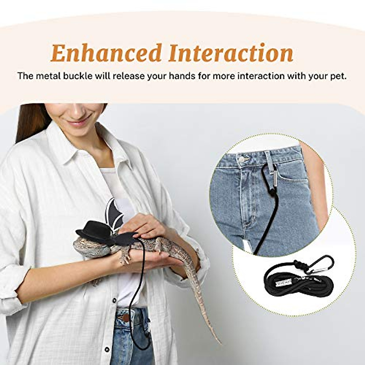 VavoPaw Bearded Dragon Lizard Leash Harness (S/M/L 3 Pack), Adjustable Leash Bat Wings Costume Accessories with Hat & Bow Tie Collar for Lizard Reptile, Gecko, Iguanas, Amphibians & Small Animals