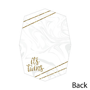 Big Dot of Happiness It's Twins - Gold Baby Shower Thank You Note Cards with Envelopes - Set of 12