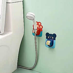 Strong Adhesive Shower Head Holder, Cute Cartoon Wall Mount Shower Holder, Waterproof Shower Bracket by Loranzi (Blue)