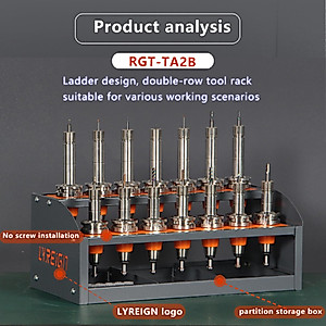 CAT 40 Tool Cart CNC, CNC Tool Holder on Desktop Randomly Placed, CNC Tool Carts Small, CNC Tool Cabinet, Easy and Convenient CNC Tool Storage CNC Tools Cart(CAT40-14CAP)…