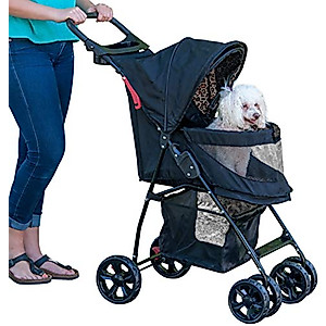 Pet Gear No-Zip Happy Trails Lite Pet Stroller for Cats/Dogs, Zipperless Entry, Easy Fold with Removable Liner, Safety Tether, Storage Basket + Cup Holder, 4 Colors