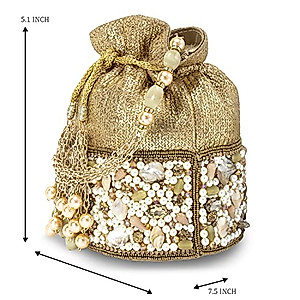 Aheli Indian Potli Bags for Women Evening Bag Clutch Ethnic Bride Purse with Drawstring (P19G)