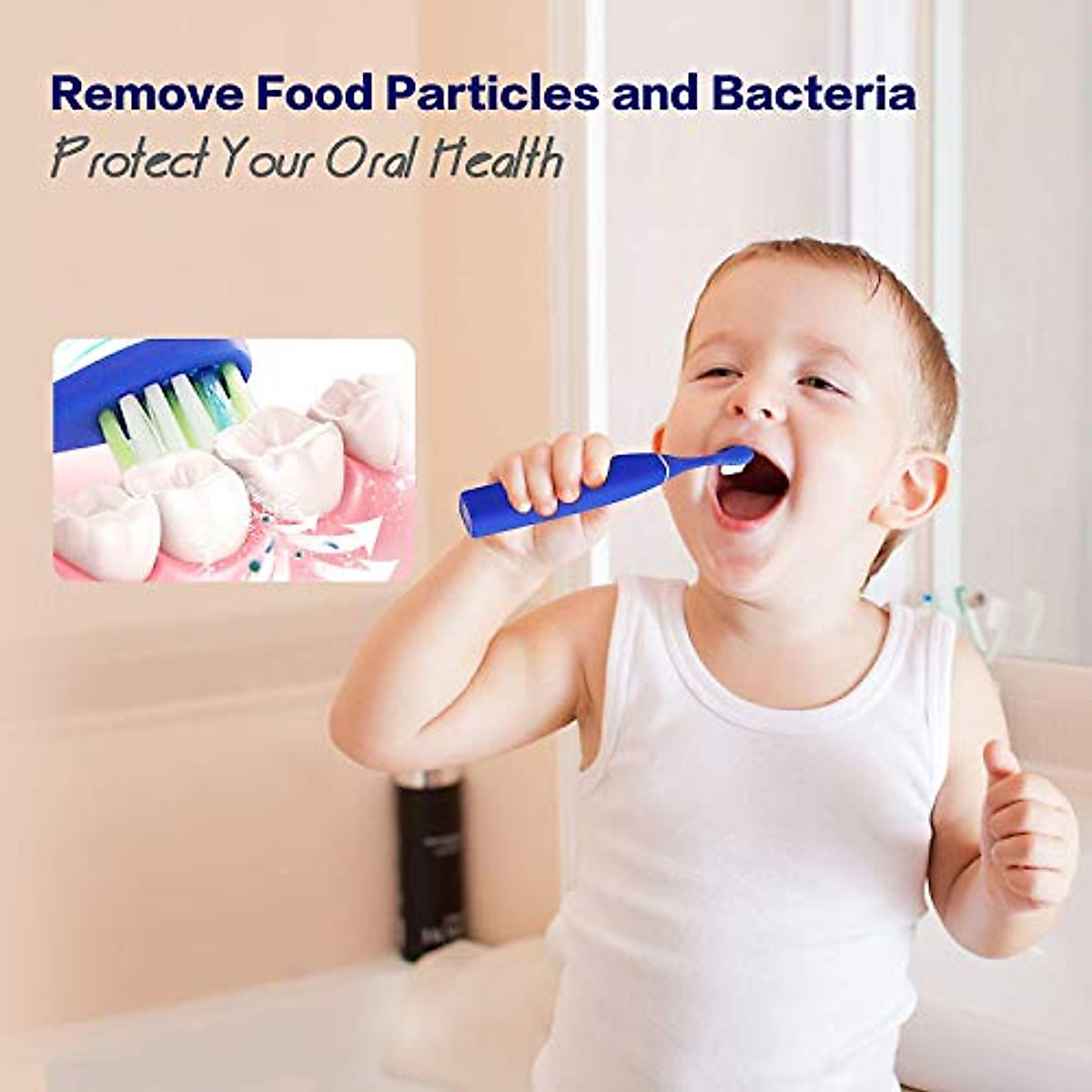 MICESHU Kids Electric Toothbrush, Rechargeable Sonic Toothbrush with 2 Brush Heads, Food Grade Silicone Sleeve & IPX7 Waterproof, for Children and Toddlers Age 3+, Soft