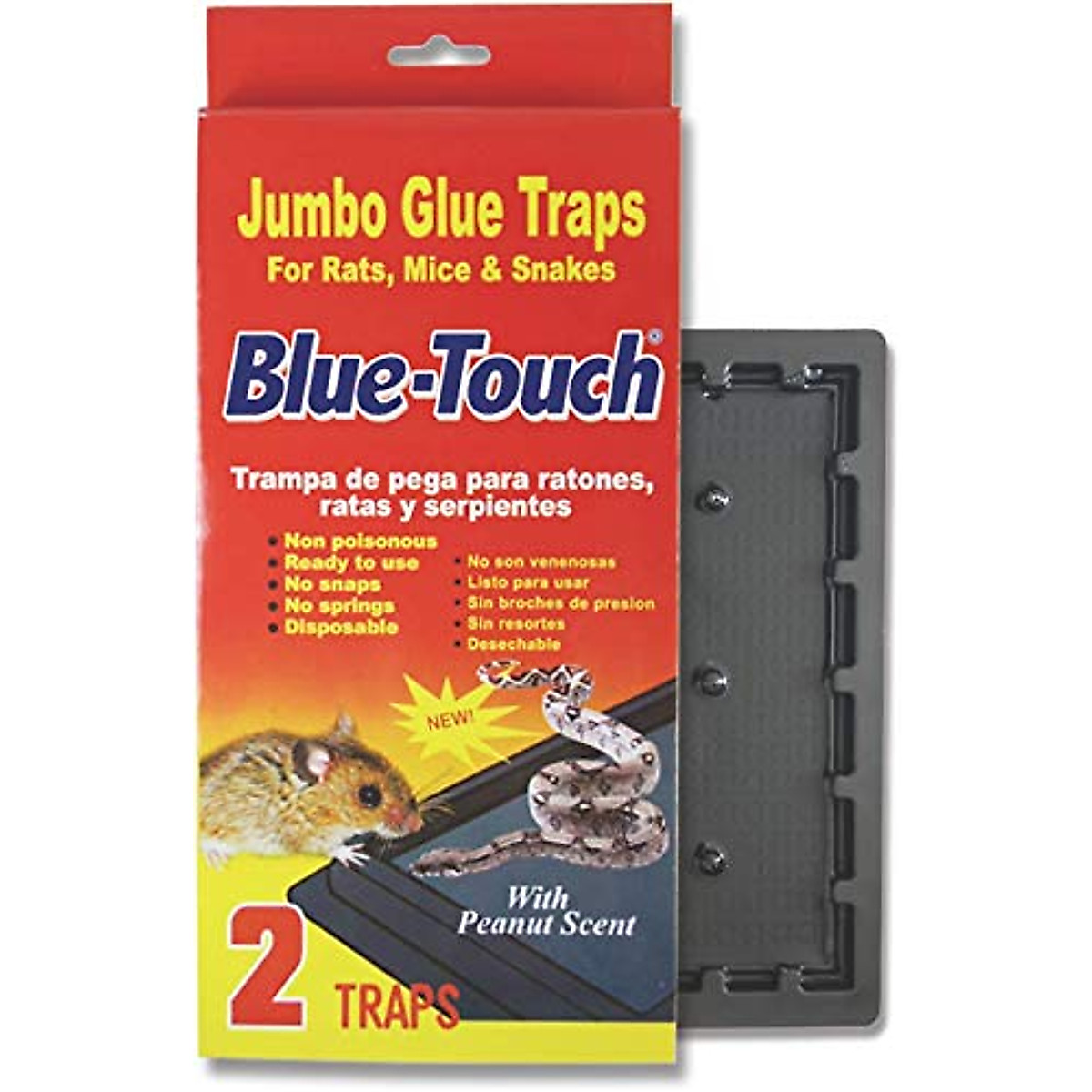 Blue Touch Great Large Mouse Glue Traps, Professional Mouse Glue Boards for Rats, Mice, Snakes and Pests. Jumbo Size 5.4" X 10.7" X 1", 7 Packs - 14 Traps