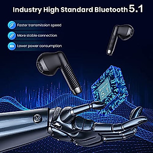 Wireless Earbuds Bluetooth 5.1 Headphones in Ear with Noise Cancelling Mic, Bluetooth Earbuds Stereo Bass, IP6 Waterproof Sports Earphones, 32H Playtime USB C Charging Ear Buds for Android iOS