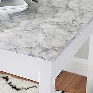 Linon White 3 Piece Faux Marble Tavern Set