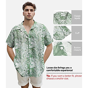 Yoimira Hawaiian Shirts for Men, Print Mens Casual Short Sleeve Button Down Shirts Floral Aloha Beach Shirt Light Green