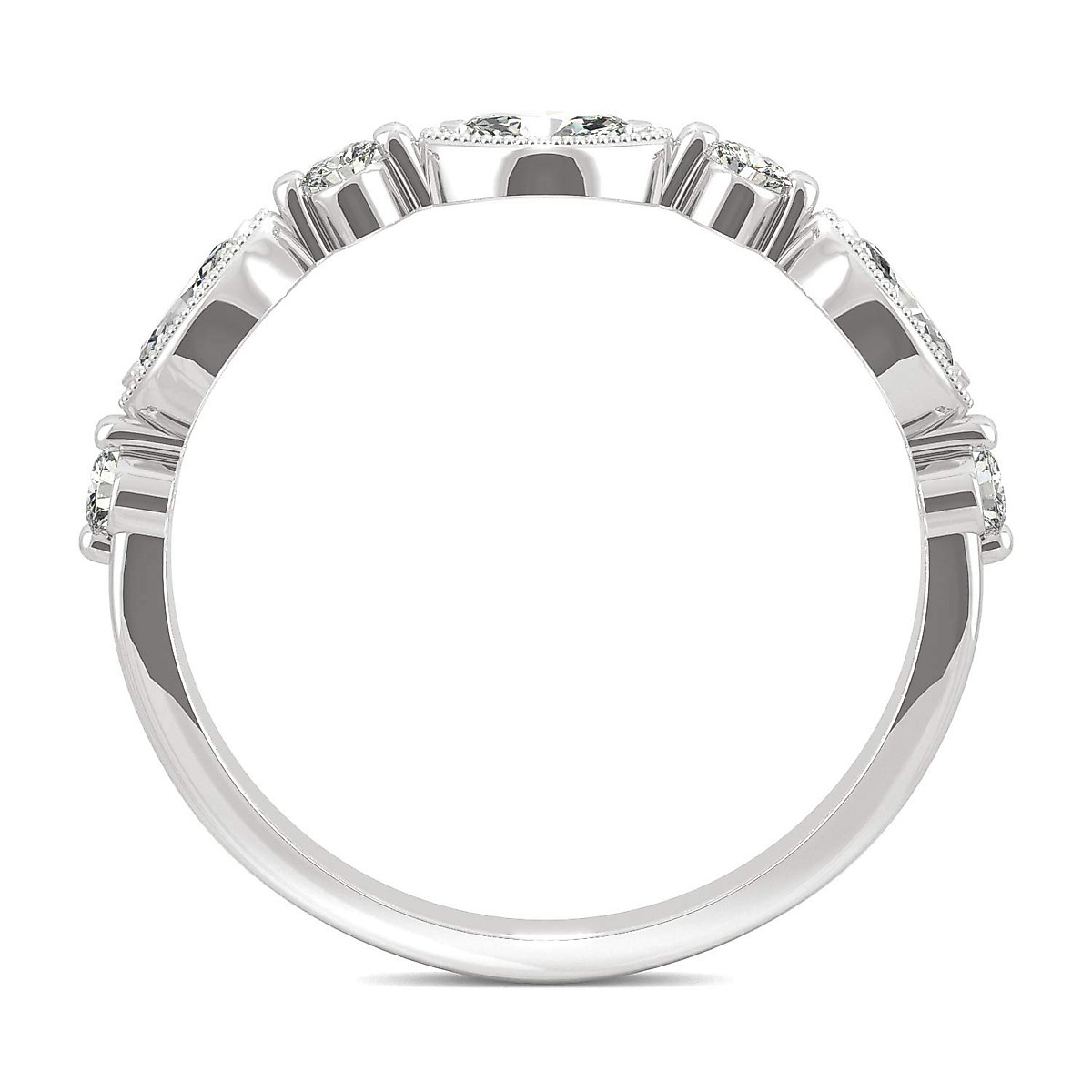 14K White Gold Moissanite by Charles & Colvard 4x2mm Marquise Milgrain Band-size 6 0.33cttw DEW