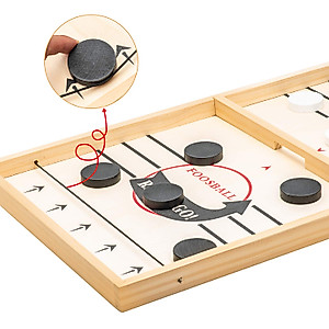 PUBGAMER Fast Puck Game, Sling Games Fast Puck Table Game Paced Puck Winner Wood Board Sport Toys (Large Size Suitable for Family & Friends), Come with Spare Piece and Spring Rope