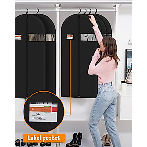 Garment Bags for Hanging Clothes (8 packs,43 inches) Black Suit Bags for Closet Storage and Travel with Clear Window for Sweater Coat Suits Shirt