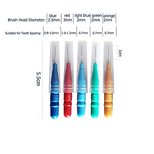 N Noble One 50Pcs Interdental Slim Brushes 0.7-1.2mm Dental Brushes Between Teeth Gum Flosser Picks Tooth Cleaning Tools for Children and Adult