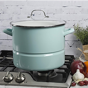 Kenmore Broadway Steamer Stock Pot with Insert and Lid, 16-Quart, Glacier Blue