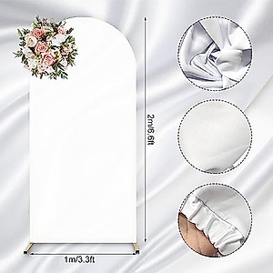 6.6FT Arch Backdrop Cover White Arch Backdrop Stand Covers Fabric Spandex Fit Round Top Backdrop for Wedding Birthday Party Banquet Decoration