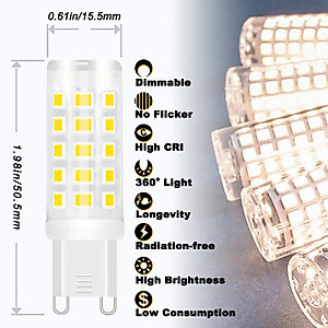 ALIDE G9 Led Bulbs Dimmable 3W Replace 20W 25W 30W Halogen Equivalent,4000K Natural White, AC120V T4 Clear G9 Bi-pin Led Bulbs for Chandelier Pendant Wall Home Lighting,300LM,360Deg,10Pack