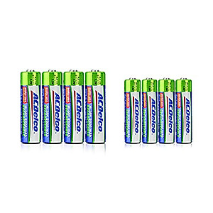 Powermax ACDelco Rechargeable Batteries, 4 Double AA and 4 Triple AAA, Insta-Use Battery Pack, Precharged