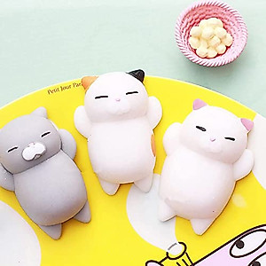 Squishy Cat Toys, 4pcs Soft Silicone Cute Kawaii Stress Relief Toys for Kids Adults Fidget Toy Sensory Stress Anxiety Relief Squeeze Toys for Boys Girls Birthday Gifts Stocking Stuffers Party Favor
