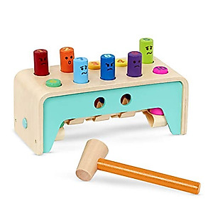 Battat – Wooden Hammer Toy for Kids, Toddlers – Pounding Bench with Pegs and Mallet –Colorful Developmental Toy – Pound & Count Bench – 1 Year +