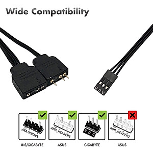 EZDIY-FAB ARGB Memory RAM Cooler DDR Heatsink with Controller for DIY PC Game MOD DDR3 DDR4 (Compatible with ASUS Aura Sync,GIGABYTE RGB Fusion and MSI Mystic Light Sync)-Black-2 Pack