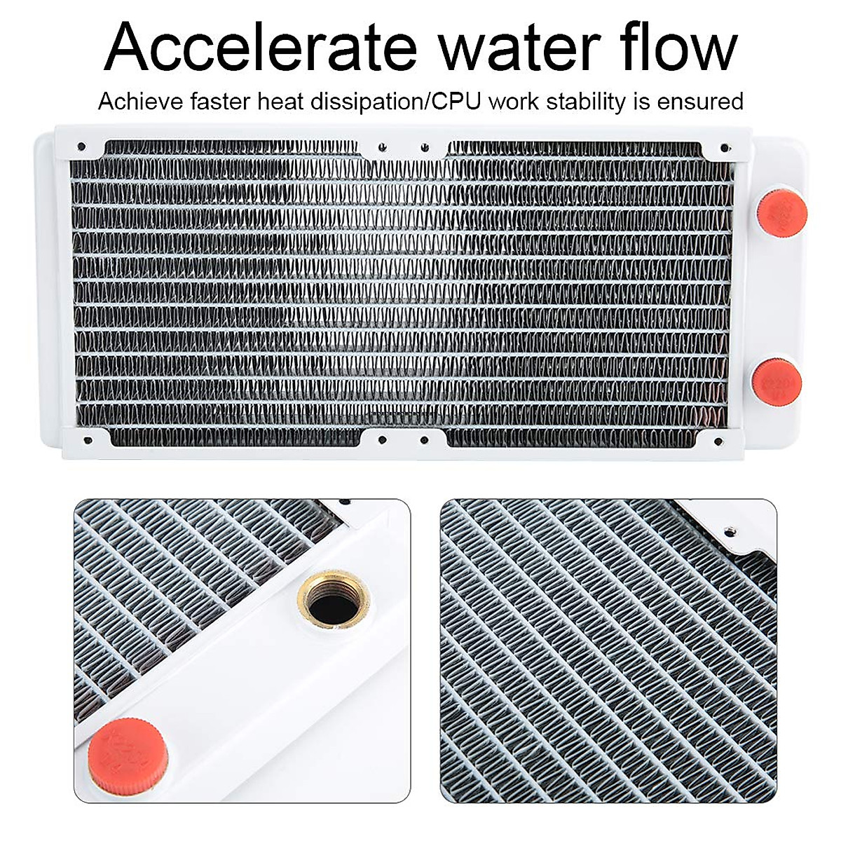 Water Cooling Radiator,240mm Computer Water Cooling White Copper Heat Sink with 12 Pipes,PC Water-Cooled Tube Easy to Install,Suitable for Computer Water Cooling Systems,Beauty Apparatus